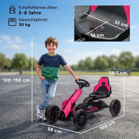 HOMCOM Pedalové Auto Go-Kart s Ruční Brzdou, Nastavitelným Sedákem, Předními a Zadními Rychlostmi, Vozidlo s EVA Koly, Dětské Kettcar pro Děti 3-8 Le…