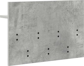 věšák, nástěnný, 1 prkno, háčky, kompozitní dřevo, 40x60x12 cm, beton šedá, Dekorino TK20260017