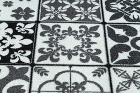 Protiskluzový běhoun AZULEJO PATCHWORK lisabonský obklad - šedý / černý