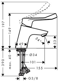 Hansgrohe Focus, páková umyvadlová baterie 70 s prodlouženou rukojetí, chromová, 31914000