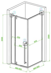 BPS-koupelny Čtvercový sprchový kout HYD-SK11B 90x90 černá/transparent - bez vaničky