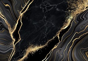 Fototapeta - Černo-zlatý mramor (245x170 cm)
