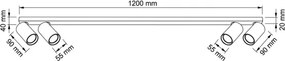 BRILAGI - Bodové svítidlo SELE LONG 4xGU10/30W/230V černá