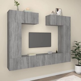 6dílný set TV skříněk šedý sonoma kompozitní dřevo 3114468