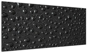 Obraz kapek na černém povrchu (100x40cm)