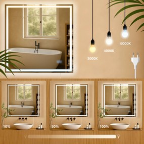 Koupelnové zrcadlo Jaffrey 80x80 bez Bluetooth – čiré sklo