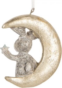 2ks závěsná vánoční dekorace králíček na měsíčku - 7*3*8 cm