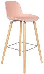 OnaDnes -20% Růžová plastová barová židle ZUIVER ALBERT KUIP 75 cm