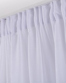 Záclona voálová jednoduchá s řasící páskou barva bílá látka poloprůhledná, pletený vzor, vzorované