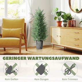 HOMCOM sada 2 velkých umělých cypřišů 90 cm v květináčích – realistické plastové rostliny do obýváku, ložnice, kanceláře či kryté terasy • Moderní de…