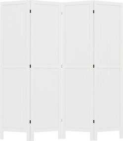 HOMCOM Dřevěné Předěly do Interiéru Skládací 4 Panely Dřevo 160 x 170 cm Bílá