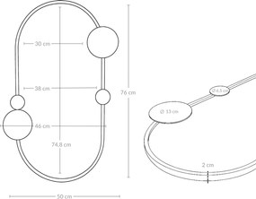 Nástěnné zrcadlo SAANA s geometrickými ozdobami, 46 x 76 cm