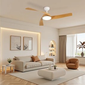 ZEVENTI - LED Stropní ventilátor AERYS LED/24W/230V Wi-Fi Tuya bílá/dub + DO