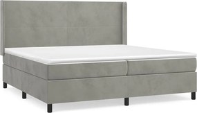 Box spring postel s matrací světle šedá 200x200 cm samet 3132579