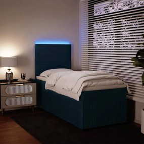 Box spring postel s matrací modrá 90 x 190 cm samet 3294512