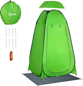 Outsunny Instantní Pop-Up Sprchový Stan pro Soukromí – Přenosný Stan s 1 Kapsou na Háčku a UV 20+ pro Koupelnu, Šatnu a Toaletu 126x124x189 cm Zelený