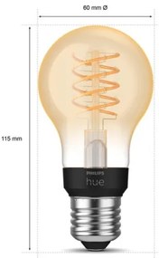 LED Stmívatelná žárovka Philips Hue WHITE FILAMENT A60 E27/7W/230V 2100K