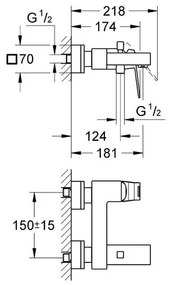 Grohe 23140000 Eurocube Baterie vanová nástěnná