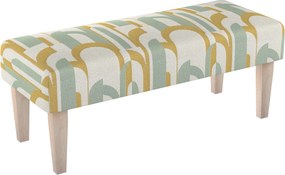 Dlouhá lavička 100x40cm barva zelená látka pletený vzor, vzorované