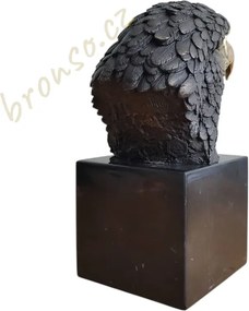 Hlava orla – bronzová socha, realistická dekorace, luxusní doplněk interiéru (Bronzová socha hlavy orla)