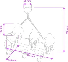 Brilagi - Lustr na řetězu QUEEN 6xE14/40W/230V buk