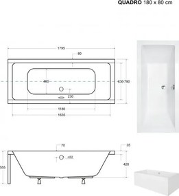 Obdélníková vana QUADRO