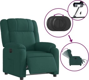 Elektrické polohovací křeslo tmavě zelené textil 3205184