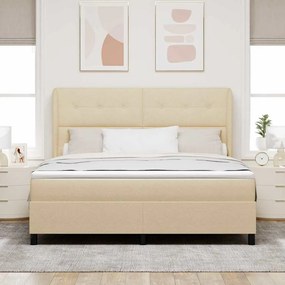 Postel s boxspringem s čelo Krémová 180 x 200 cm textil 3340583