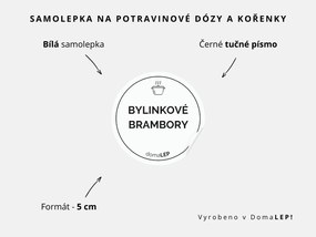 BYLINKOVÉ BRAMBORY - omyvatelná samolepka na kořenky, výběr rozměrů Ø 5 cm / 5 x 5 cm / 6 x 8 cm | DomaLEP tvar: KOLEČKO, barva: BÍLÁ - ČERNÉ písmo, velikost: Ø 5 cm - tučné písmo