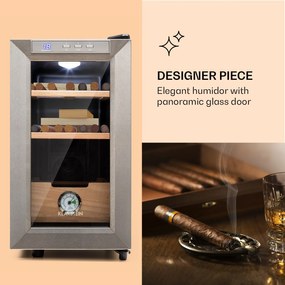 Klarstein El Presidente 23, humidor na doutníky, 23 l, 45 W, LED, dotykové ovládání, bukové dřevo
