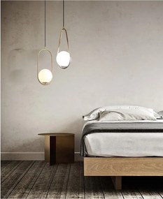 Toolight - Skleněná závěsná lampa E27 60W APP473-1CP, bílá-zlatá, OSW-00605
