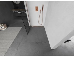 Mexen Kioto, sprchová zástěna Walk-In 80 x 200 cm, 8mm čiré sklo černý vzor, ​​měděný matný profil, 800-080-101-65-77