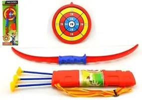 Luk se šípy a terčem / Dětský luk / 71 cm / 3 šípy v pouzdře / Plast /