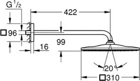 Grohe - Hlavová sprcha 310 Mono Cube 9,5 l/min, 1 proud, sprchové rame
