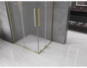 Mexen Velar L Duo, sprchový kout s posuvnými dveřmi 100 x 90 cm, 8mm sklo námraza, zlatá matná, 871-100-090-02-33-55