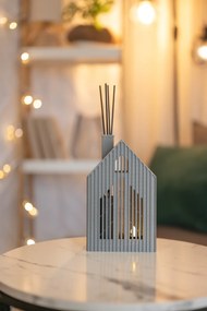 DOMEČEK CASETTA - Aroma difuzér a LED svíčka , kamená šeď