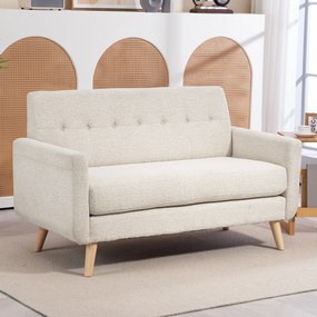 Kuchyňská pohovka HOMCOM 2místná béžová 134Š x 71D x 82V cm se silnými sedáky a opěradly, pružinové jádro, dřevěné nohy a protiskluzové nožky, sameto…