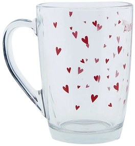 Skleněný hrnek s červenými srdíčky A Lovely Drink – 300 ml