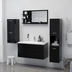 Koupelnové zrcadlo černé 90 x 10,5 x 45 cm dřevotříska - Default Title