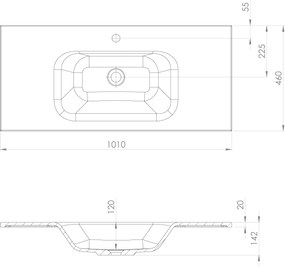 Sapho Sidra umyvadlo 101 x 46 cm s otvorem pro baterii litý mramor černá mat SD101B