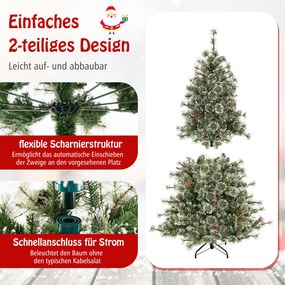 Costway 180 cm Umělý vánoční stromeček se světly Vánoční stromeček s 350