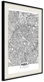 Artgeist Plakát mapa města: Paris Velikosti (šířkaxvýška): 40x60, Finální vzhled: Černý rám s paspartou