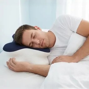 Powerton ERGO ELVIA modrá / Ergonomický polštář / PU pěna / snímatelný