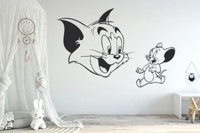 Lepy.cz Samolepka na zeď Tom a Jerry Velikost (šířka x výška): 45x30cm, Barevná varianta: Krémová