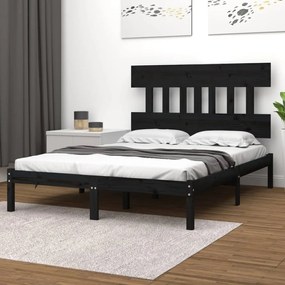 Rám postele černý masivní dřevo 140 x 190 cm,  3104722 HangarStore.cz
