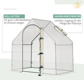 Skleník Outsunny, 180 x 100 x 168 cm, fóliový skleník s rolovacími dveřmi, skleník, rajčatový domek s horním oknem, PE fólie, zimní skleník pro zahra…