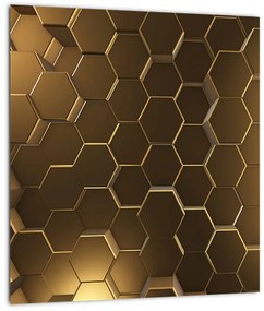 Obraz - Zlaté hexagony (30x30 cm)