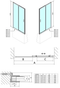 Polysan DEEP sprchové dveře 1400x1650mm, čiré sklo MD1416