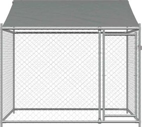 Klec pro psy se střechou a dvířky šedá 2x2x2 m pozinkovaná ocel 172559