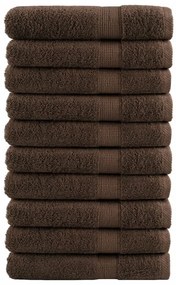 Prémiové ručníky SOLUND 10 ks hnědé 100x200 cm 600 g/m² 137247